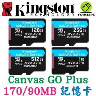 【Kingston 金士頓】Canvas GO! Plus microSDXC MicroSD UHS-I U3 V30 A2 高速記憶卡 TF 小卡 SDCG3