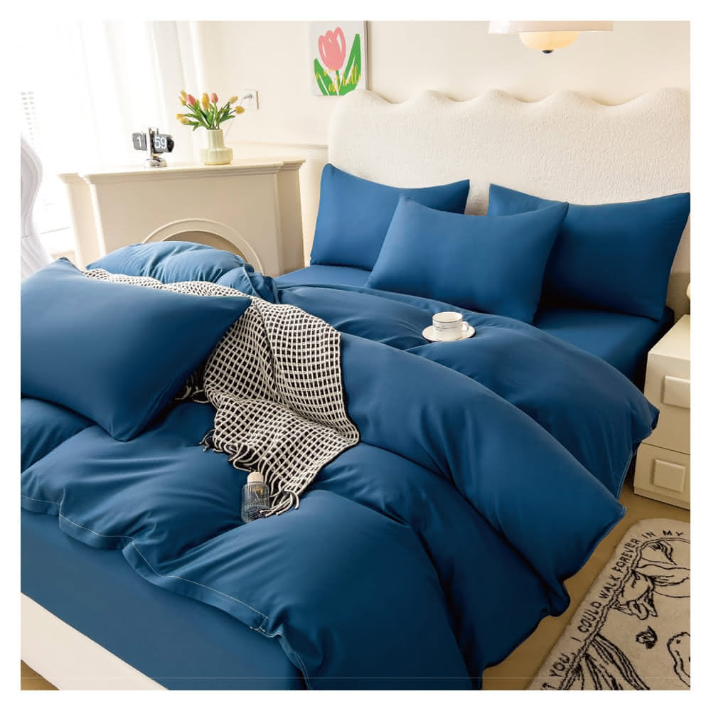 【Yatin 亞汀】台灣製高質感 TENCELx3M吸濕排汗 素色天絲兩用被床包組 牛仔藍 單人/雙人/加大