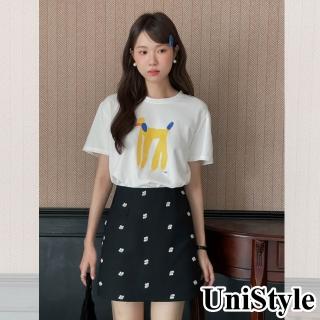 【UniStyle】短袖T恤 韓版抽象小狗設計感上衣 女 EAW147C(白))
