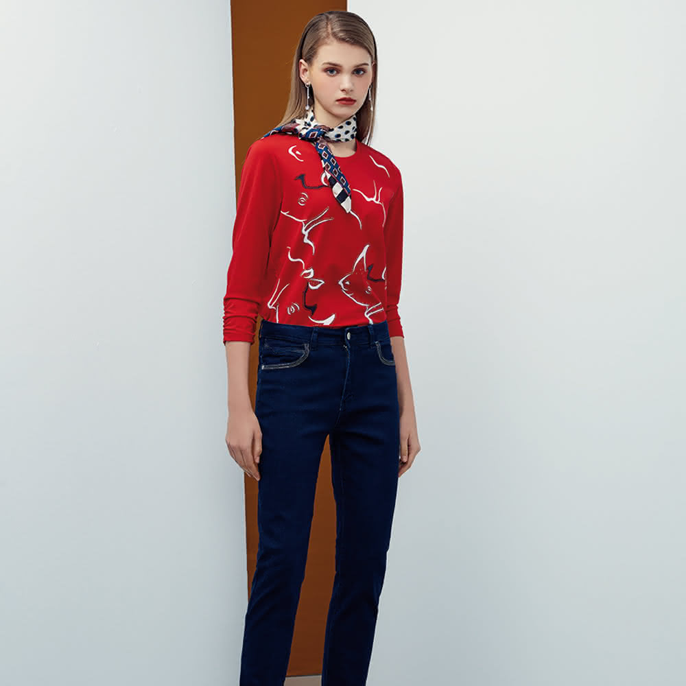 【JIN HWA 今譁】時尚創意手繪高雅氣質棉T R6101(時尚 創意 手繪 高雅 氣質 棉T)