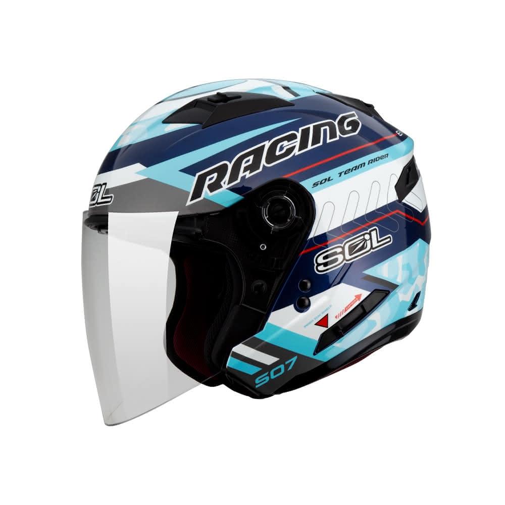 【SOL Helmets】SO-7開放式安全帽 極速先鋒_藍/灰白藍｜SOL安全帽官方商城(3/4罩｜雙D扣｜內墨片｜眼鏡溝｜LED燈)