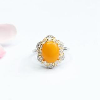 【Paiya 派亞】S925銀鑲蜜蠟戒指琥珀俄料雞油黃交換禮物/送禮