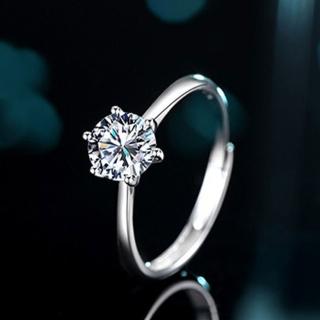 【KEDDY】戒指-S925純銀戒指-情侶戒指-戒指女生-生日禮物-鋯石戒指-六爪戒指-經典-求婚戒-可調式戒指