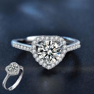 【KEDDY】個性戒指-愛心戒指-開口可調節-莫桑石-925-純銀戒指-ins風-婚戒-飾品-戒指女-高級感-小眾設計-紀念禮物