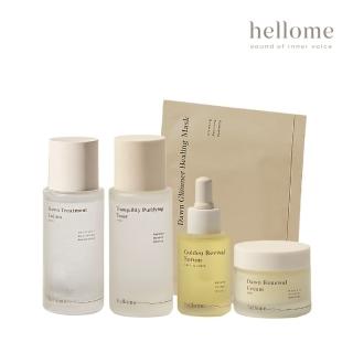 【hellome】保濕舒敏調理組(精萃油 30ml＆乳霜 50ml＆保濕機能水 100ml＆粉刺調理水 100ml＆修護面膜 5入)