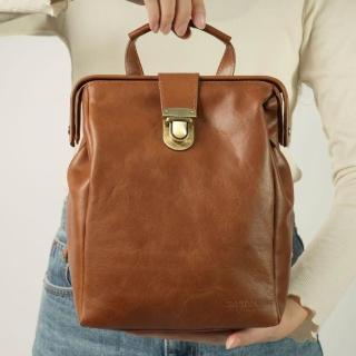 CALTAN DESIGN | 經典口金真皮醫生包 234064 ht(真皮 皮包 包包 穿搭 大包 大容量 簡約 復古 百搭 後背包)