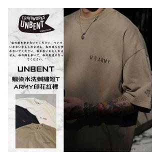 『老皮衣櫥』UNBENT-25224 UNBENT首選店家🏆 蠟染水洗ARMY刺繡紅標短袖T恤 復古 休閒 短袖T恤