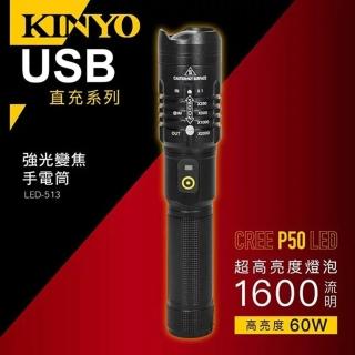 【KINYO】KINYO 強光變焦手電筒(LED-513)