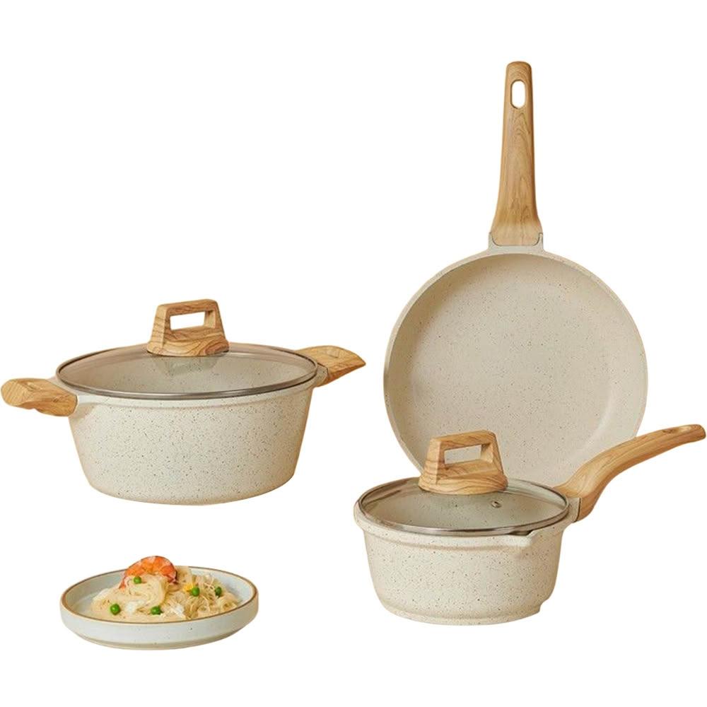 芯毅 30cm煎炒鍋+26cm平底鍋+18vm泡麵鍋+24cm湯鍋 麥飯石四件套 鍋具套裝 不沾鍋具組 電磁爐/IH