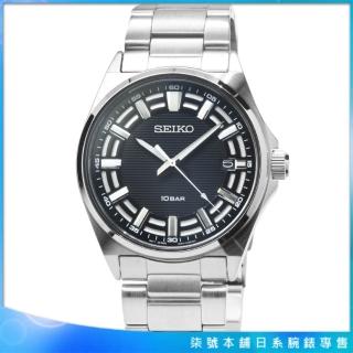 【SEIKO 精工】【柒號本舖】SEIKO精工超霸鋼帶石英男錶-黑面 / SUR505P1