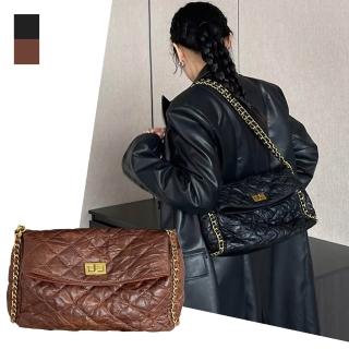 【MoonDy】包包 女生包包 肩背包 鏈條包 水桶包 單肩托特包 復古包包 大容量包包 黑色包包 鎖扣水桶包