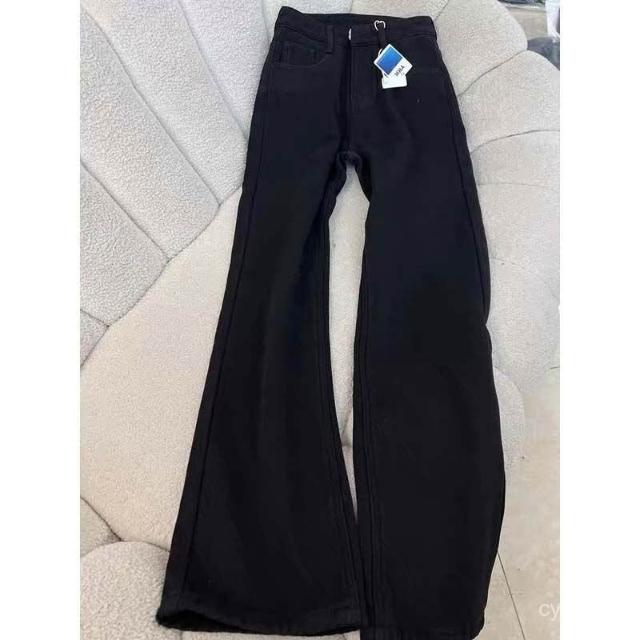 冬季加絨微喇褲大碼黑色加絨加厚微喇叭叭牛仔褲女秋冬季美式辣妹小個子垂感拖地褲 百搭 保暖1030 JDAE