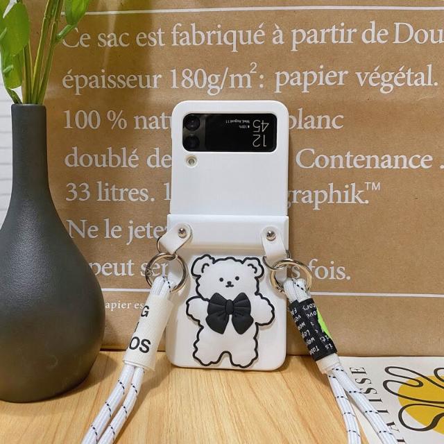 適用三星折疊屏zflip4手機殼ZFlip3保護套f7210斜跨殼f7110女款