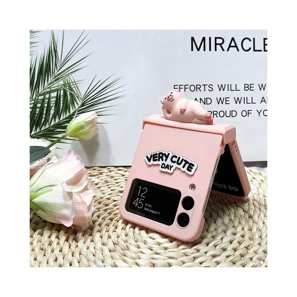 適用三星ZFLIP4手機殼全包防摔鉸鏈zflip3保護套小豬女款小貓ins