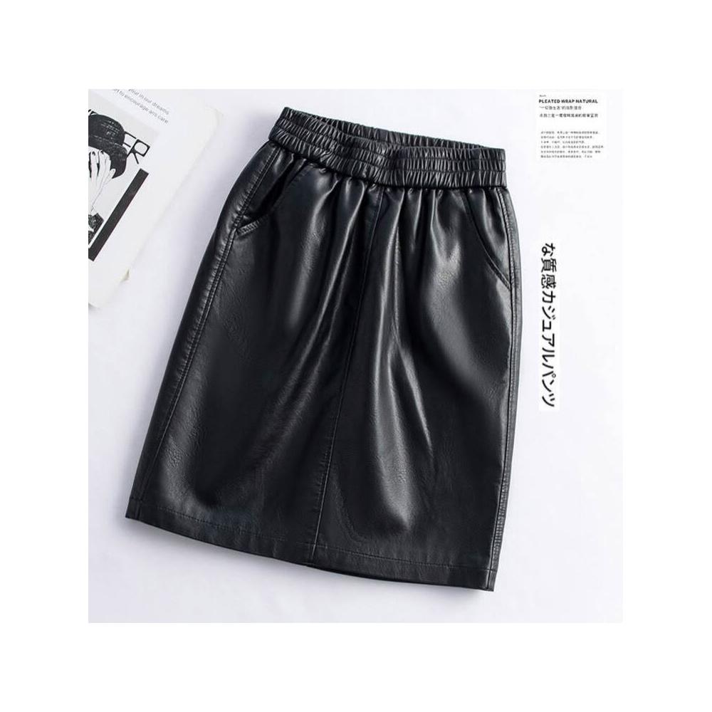 【歐萊】 海寧真皮皮裙女2025秋冬新款顯瘦百搭中長款高腰包臀一步裙半身裙